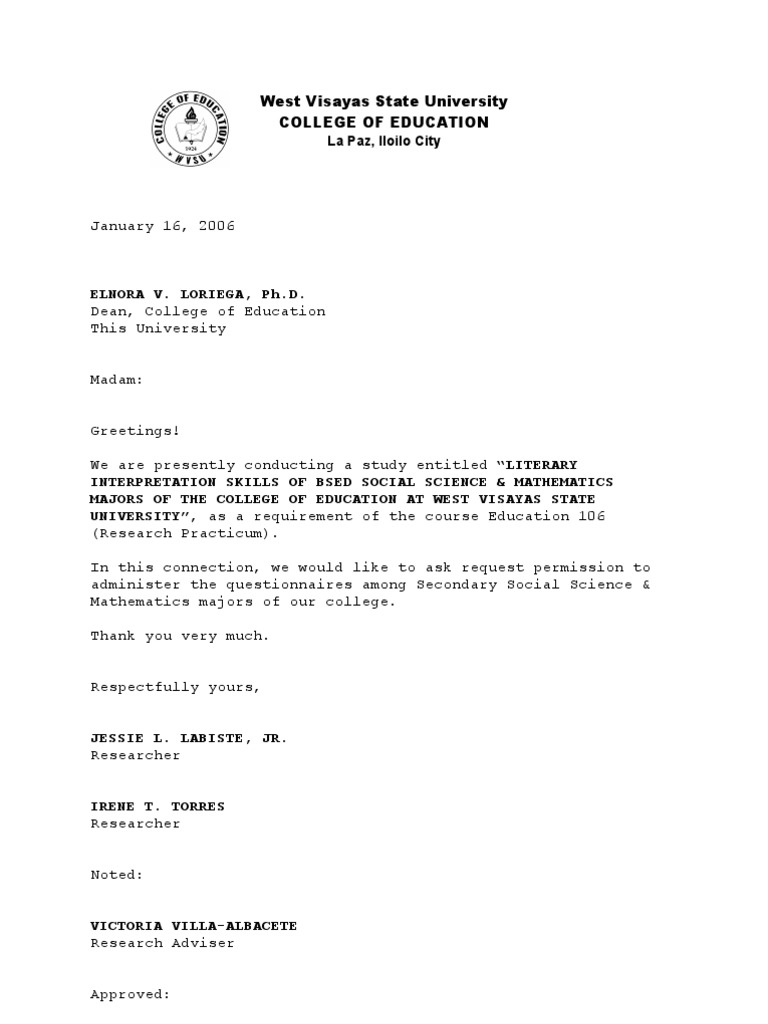 Letter To The Dean | PDF