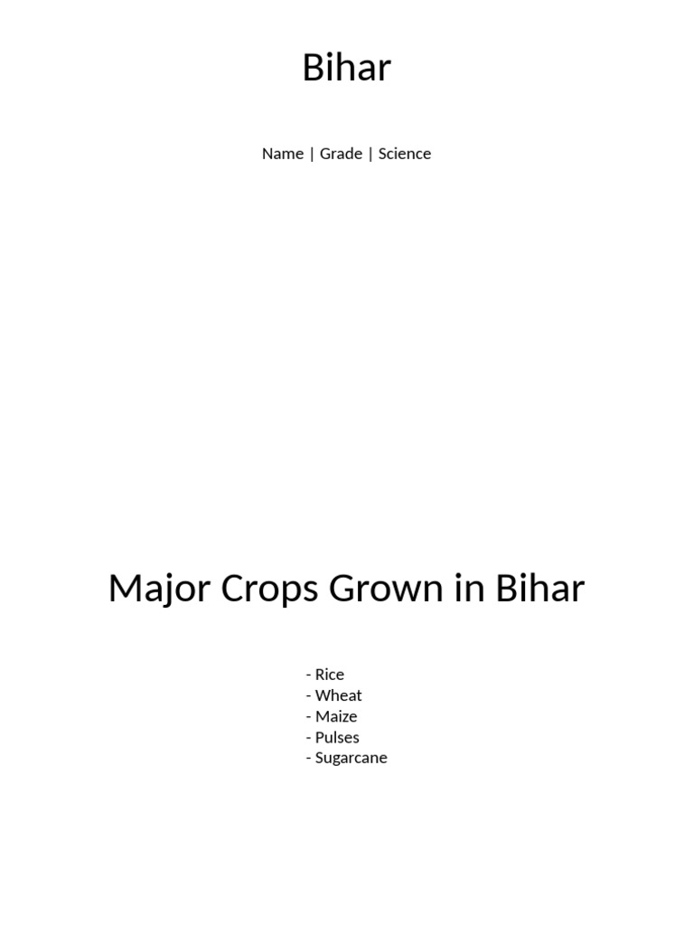 Bihar Crops Presentation | PDF