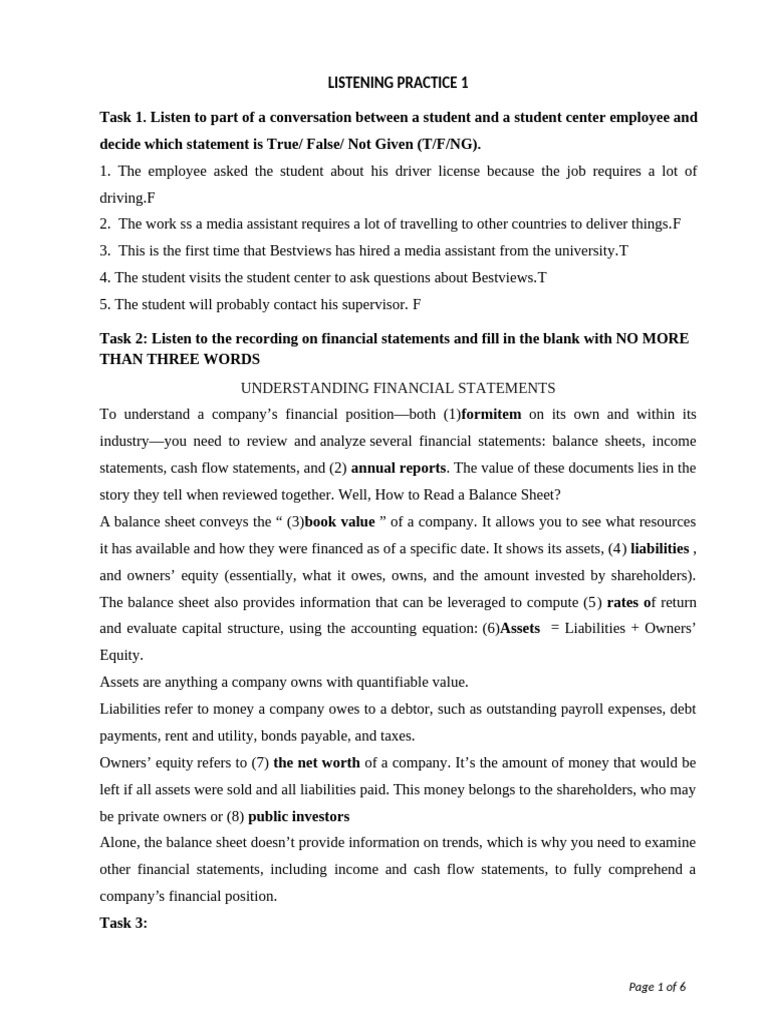 Listen | PDF | Logistics | Balance Sheet