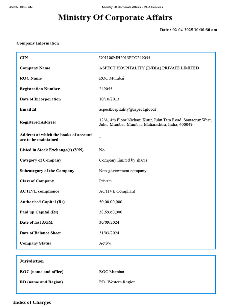 Master Data Aspect Hospitality 02.04.2025 | PDF