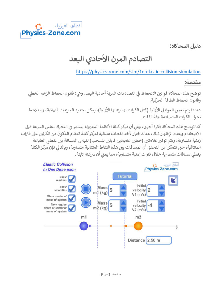 Simulation Manual Elastic Collision in One Dimension Ar | PDF