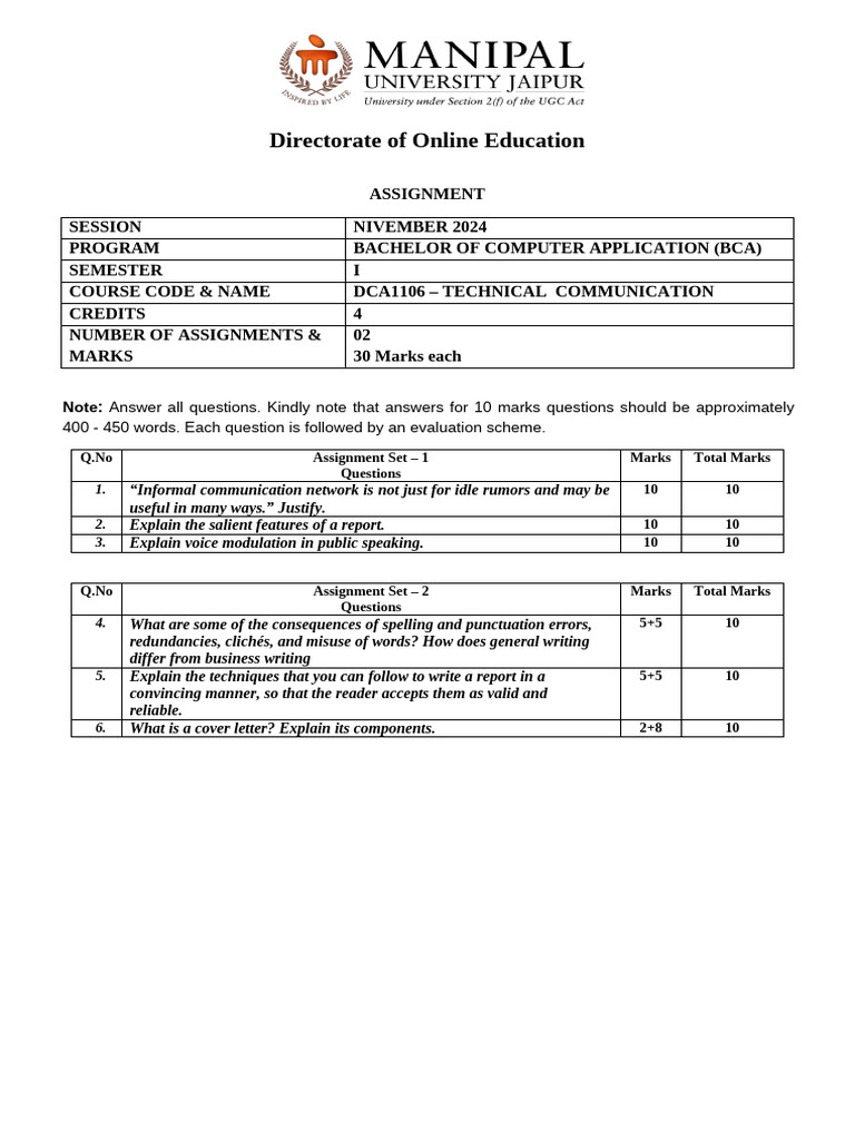 Assignment - DCA1106 - Set-1 - 2 - Sept2024 | PDF