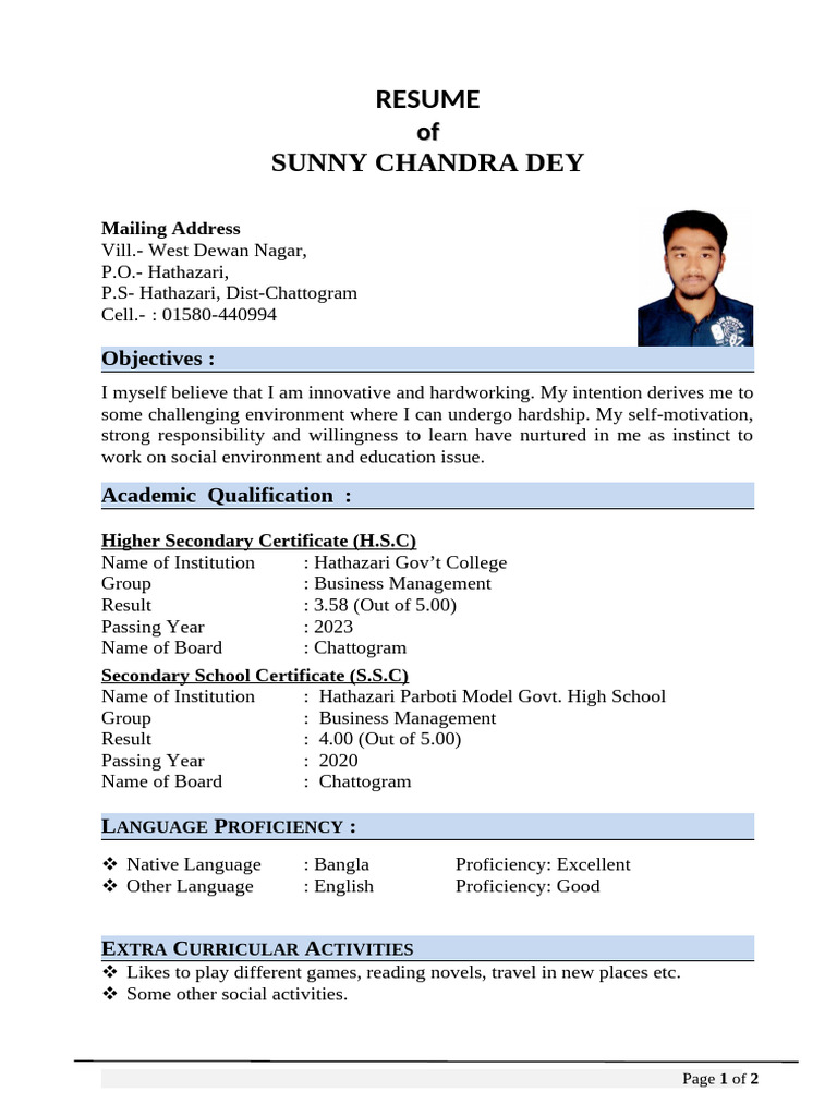 Sunny Chandra Dey Resume | PDF