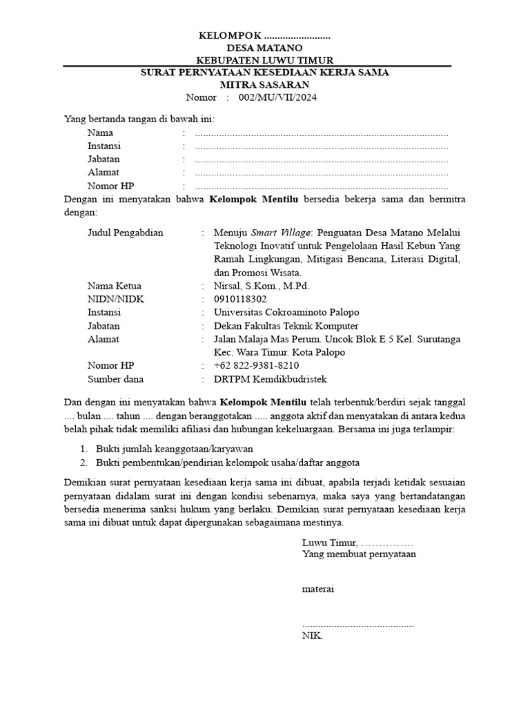 Kelompok Pengelola Wisata Desa Matano | PDF