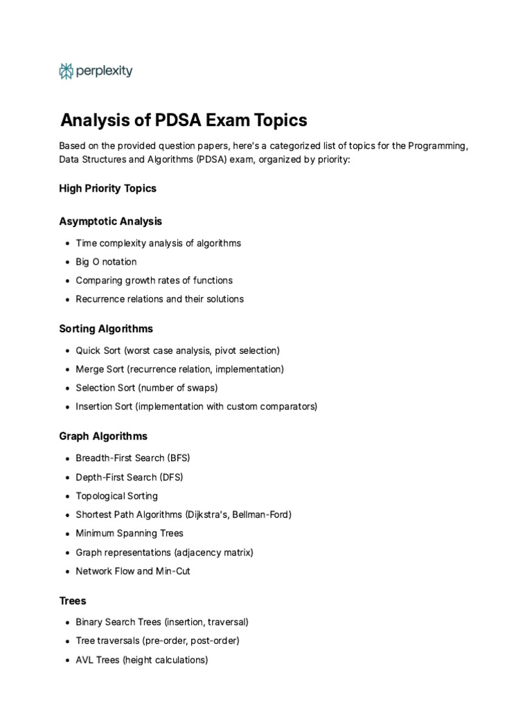 Analysis of PDSA Exam Topics | PDF
