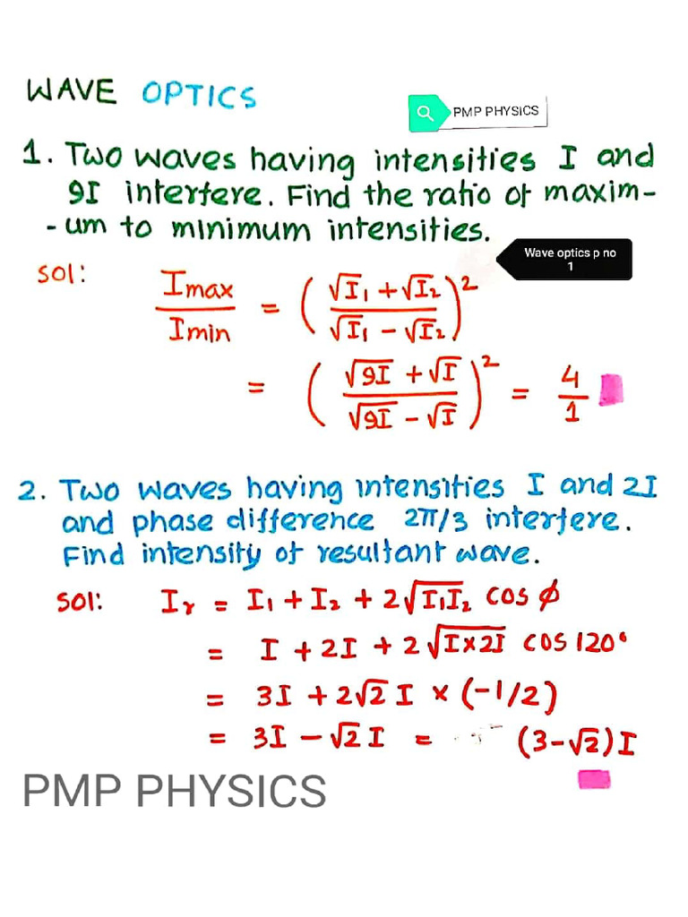 wave optics questions | PDF