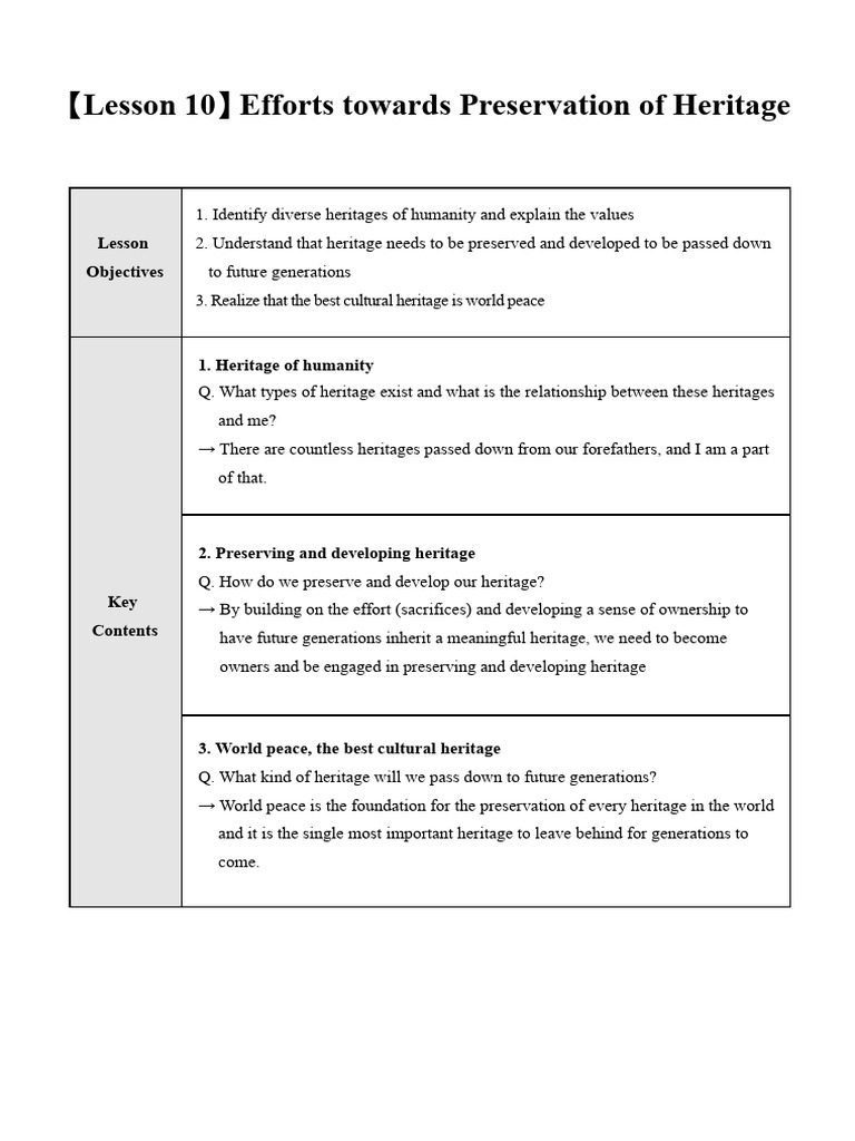 Lesson 10 - Efforts Towards Preservation of Heritage | PDF | Cultural ...