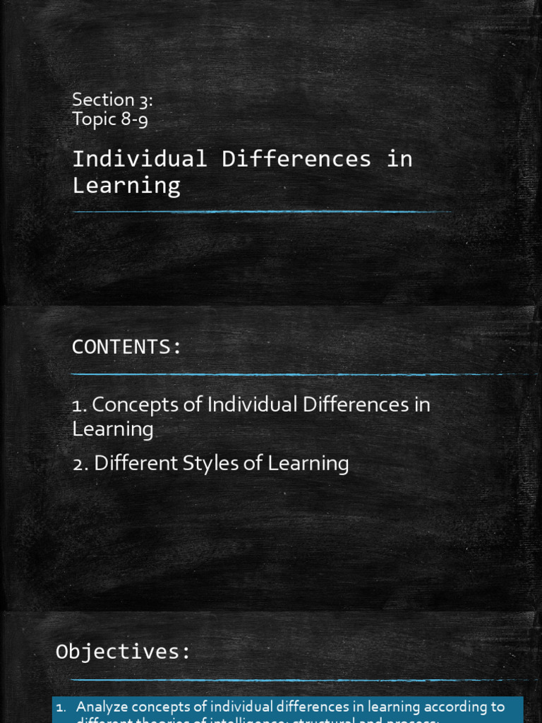 Individual Differences in Learning | PDF | Intelligence | Learning Styles