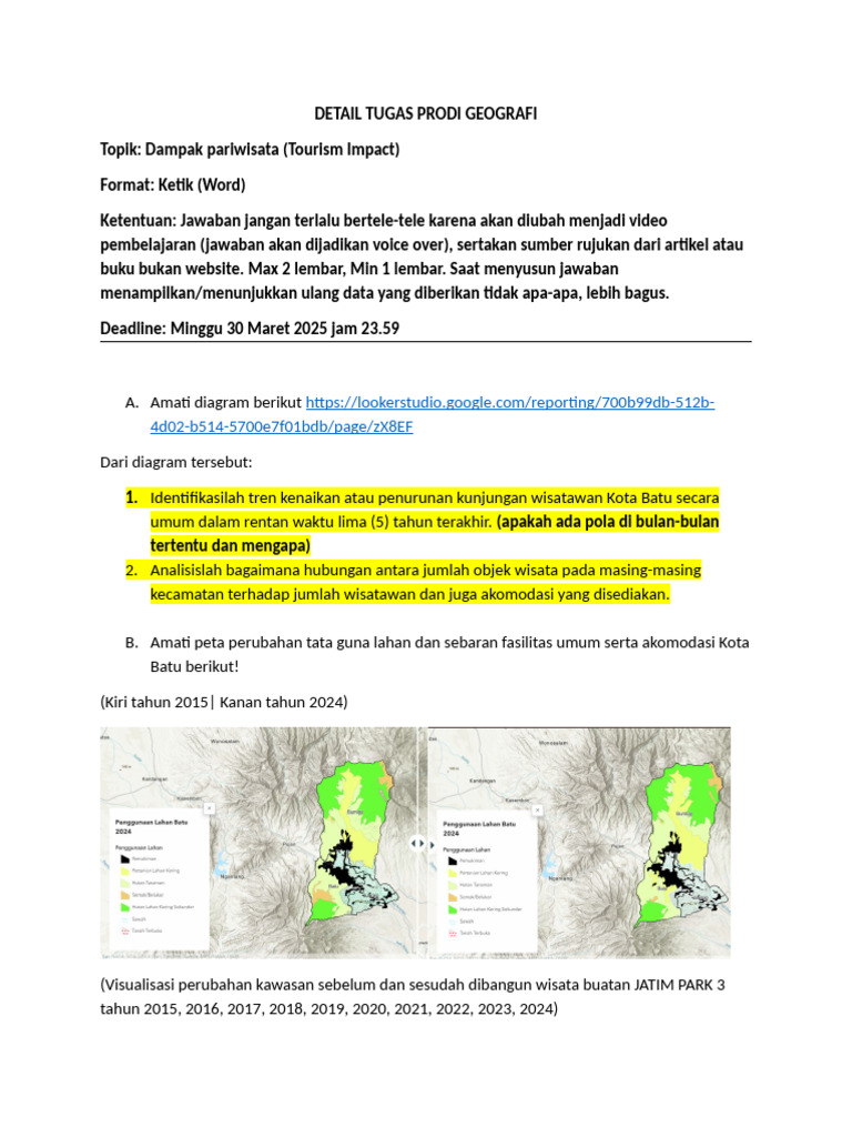 Detail Tugas Prodi Geografi Dampak Pariwisata | PDF