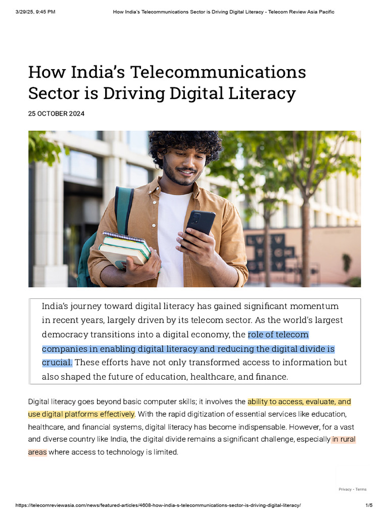 Telecom's Role in India's Digital Literacy | PDF | Internet ...