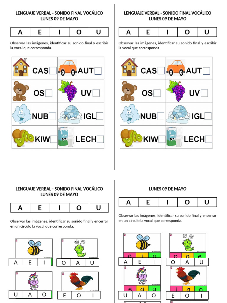 Ficha Sonido Final Vocálico Pdf