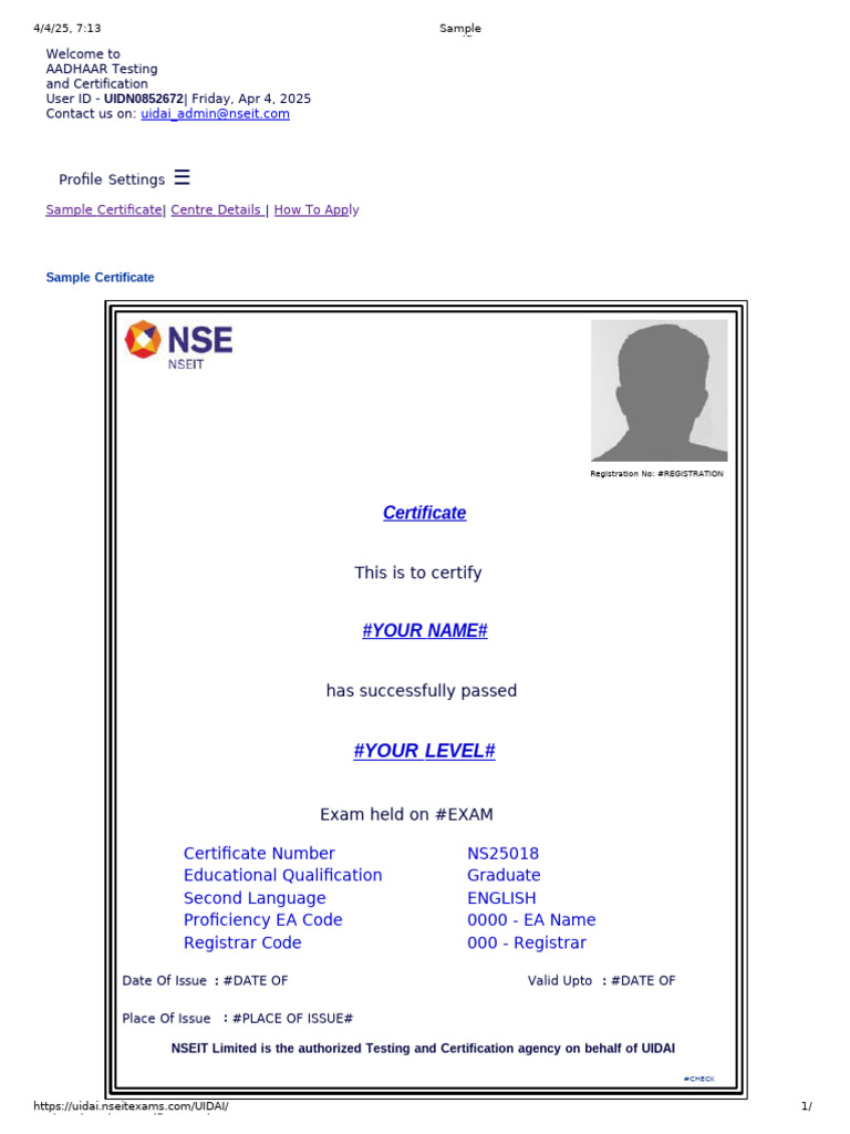 Sample Certificate | PDF | Computing | Computer Security