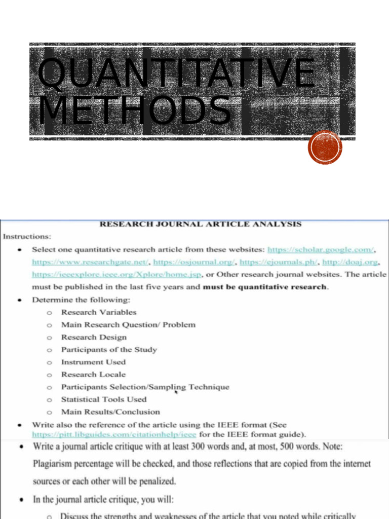 Quantitative Methods - Final Project | PDF