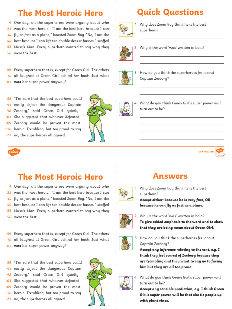 The Most Heroic Hero Activity Card | PDF