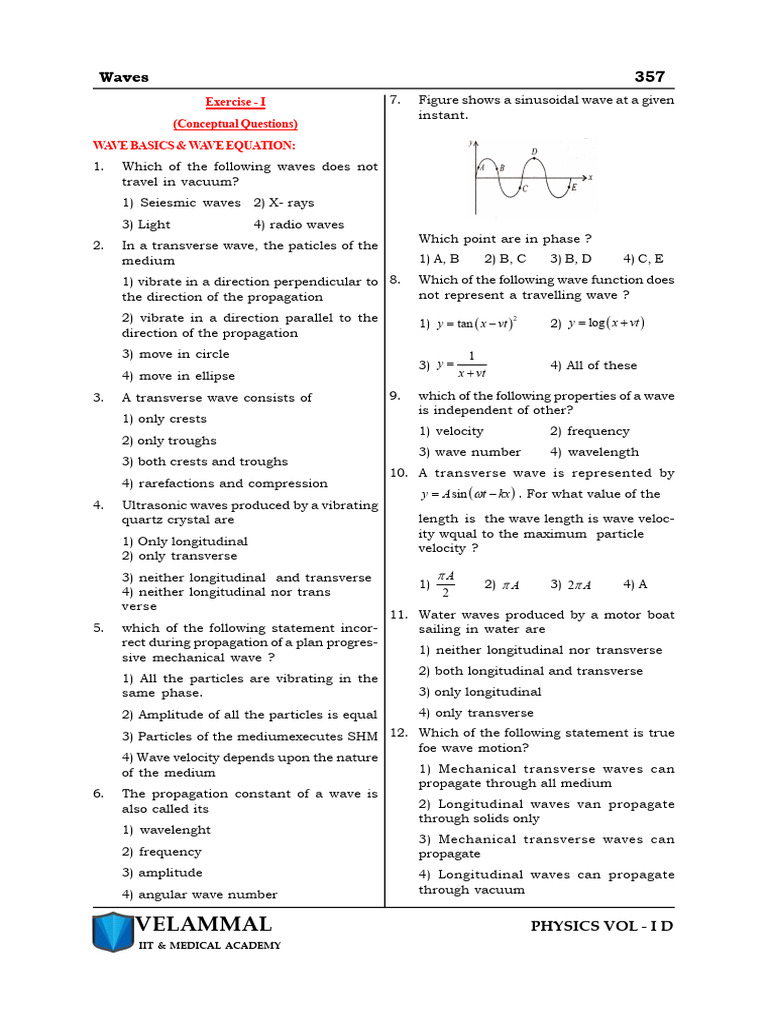 11_Waves Exercise_Final - Part - I_(357 - 395) | PDF | Waves | Wavelength