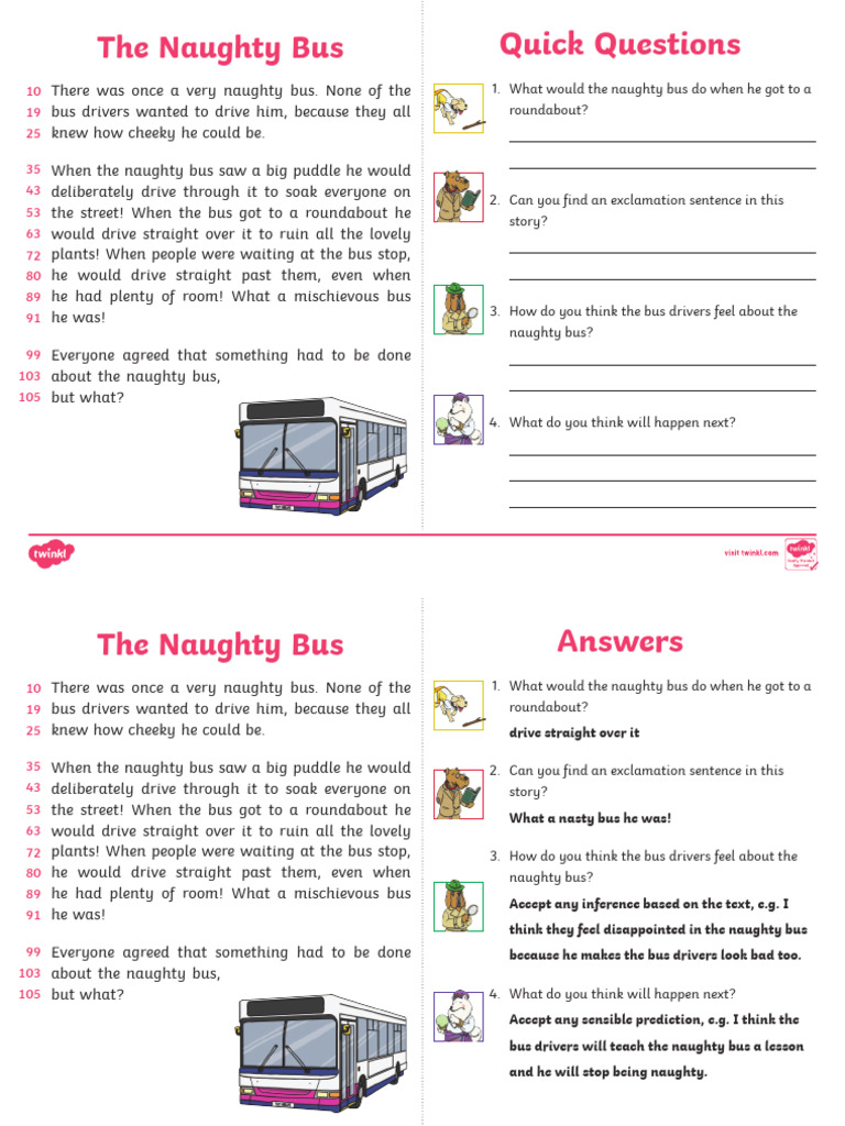 The Mischievous Naughty Bus Story | PDF