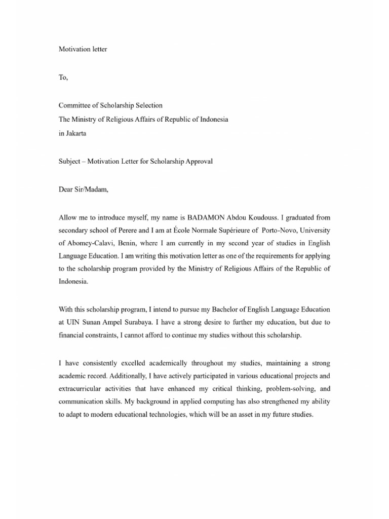 Motivation Letter | PDF