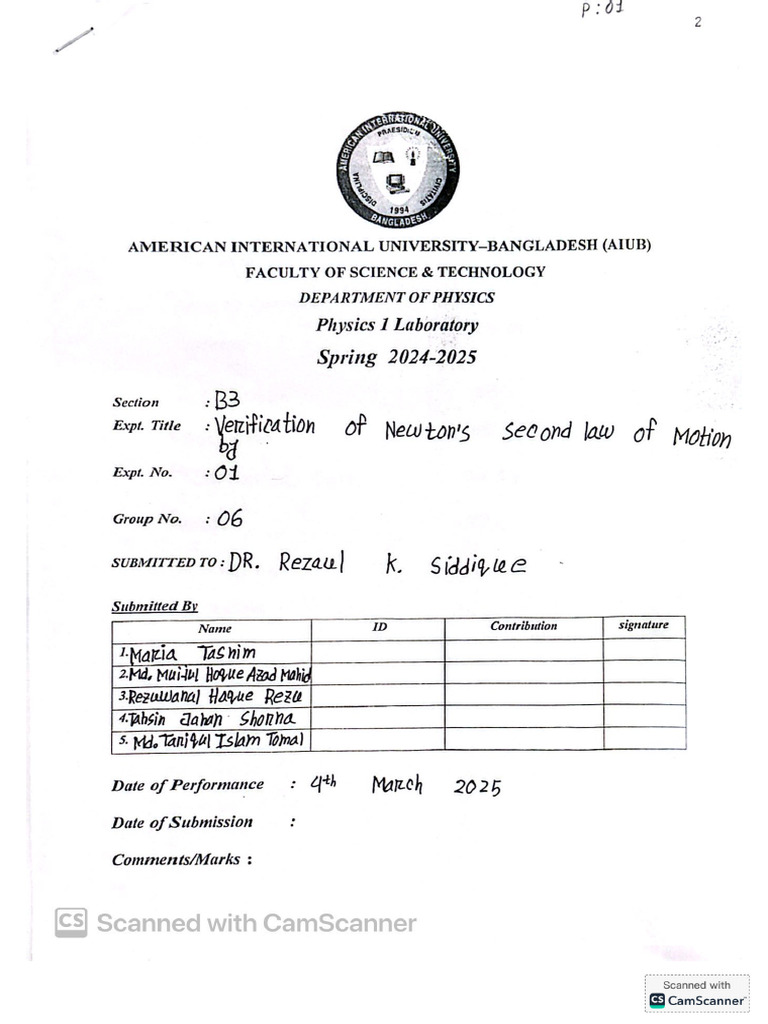 Verification of Newtons 2nd Law by Atwood Machine Hand Written | PDF
