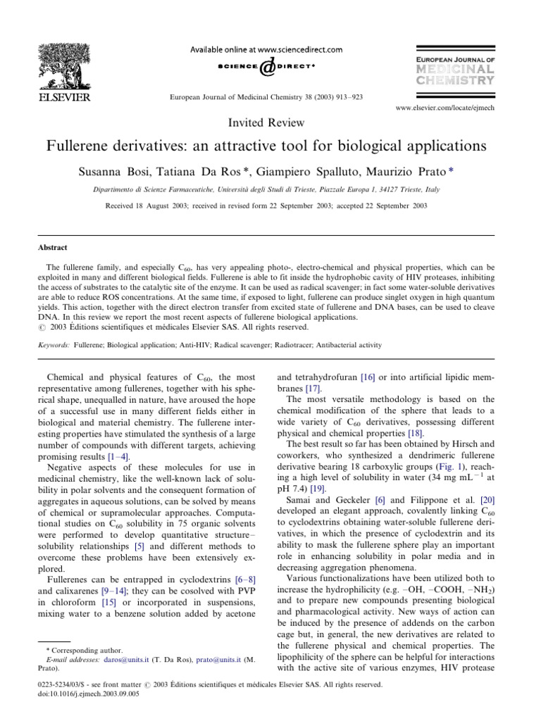 Fullerene Derivatives in Biological Applications | PDF | Enzyme ...