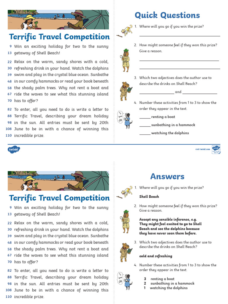 Terrific Travel Competition Activity Card | PDF