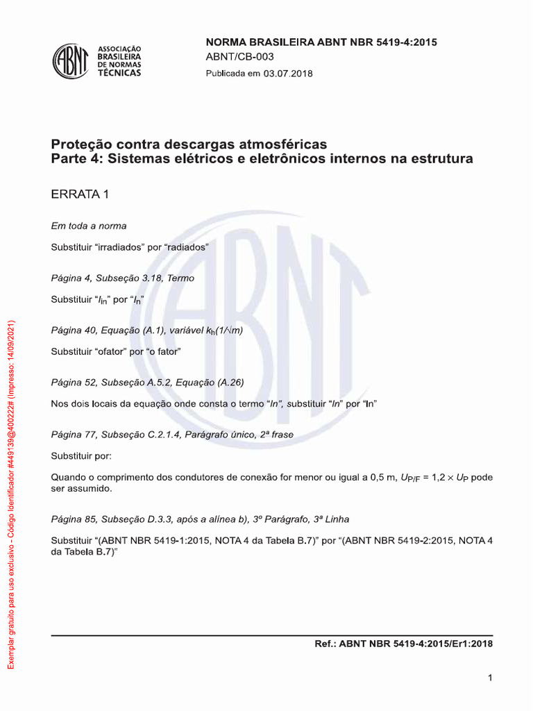 Errata Parte 4 NBR 5419 | PDF