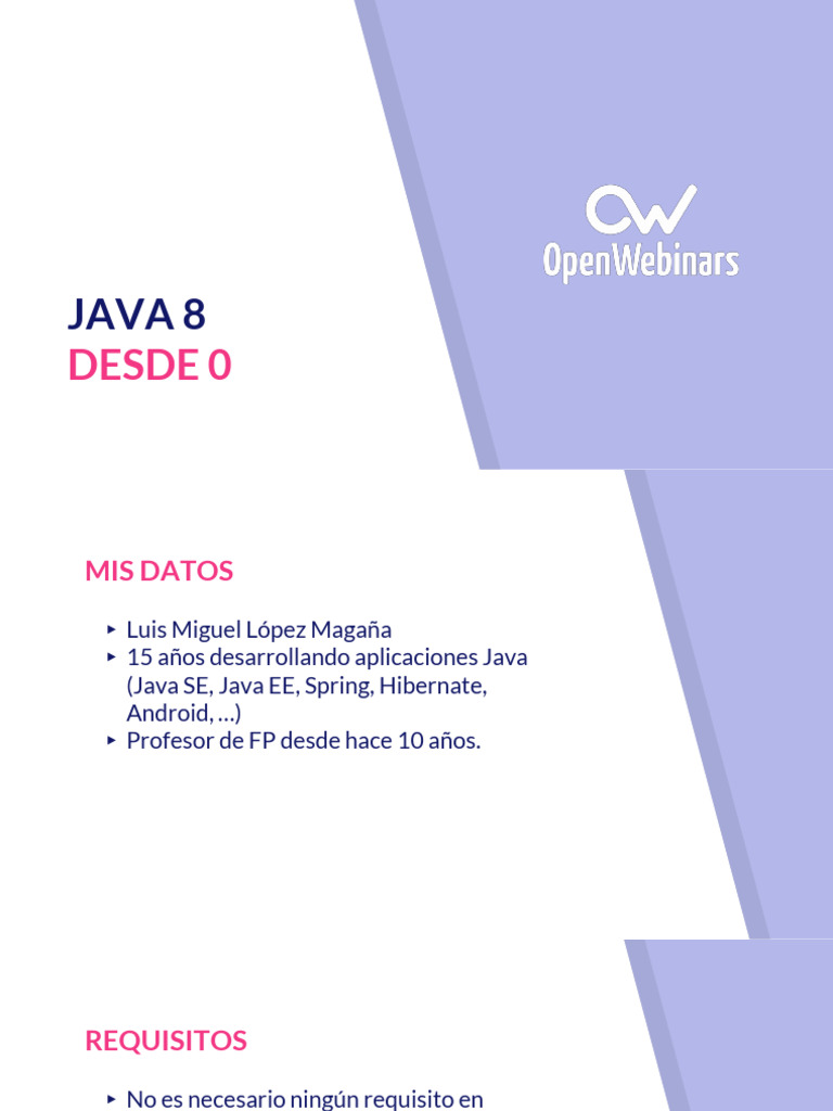 Presentación | PDF | Java (lenguaje de programación) | Lenguaje de programación