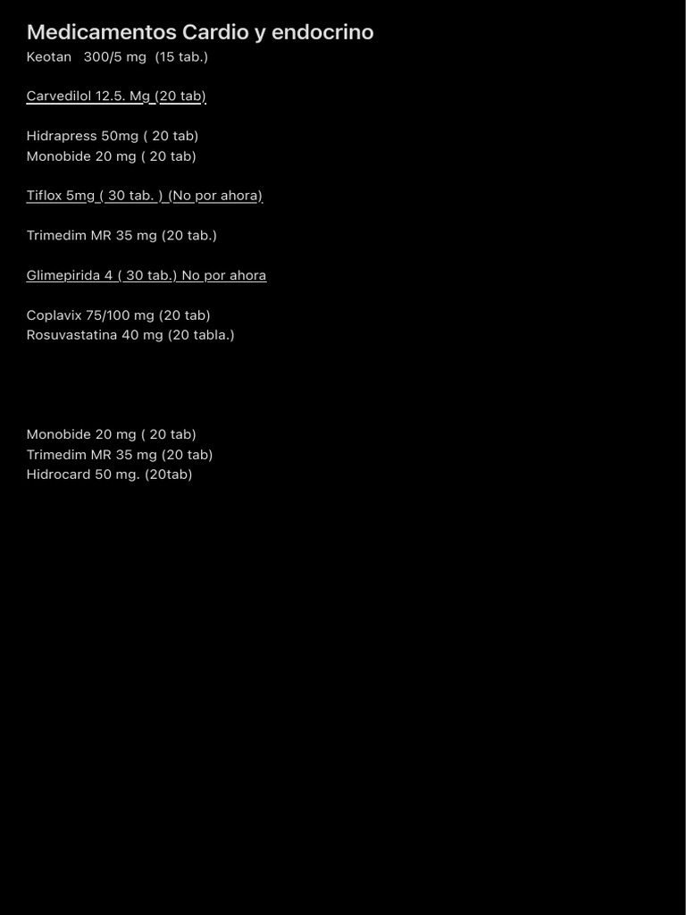 Medicamentos Cardio y Endocrino | PDF