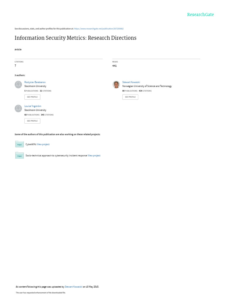Information_Security_Metrics_Research_Directions | PDF | Risk ...