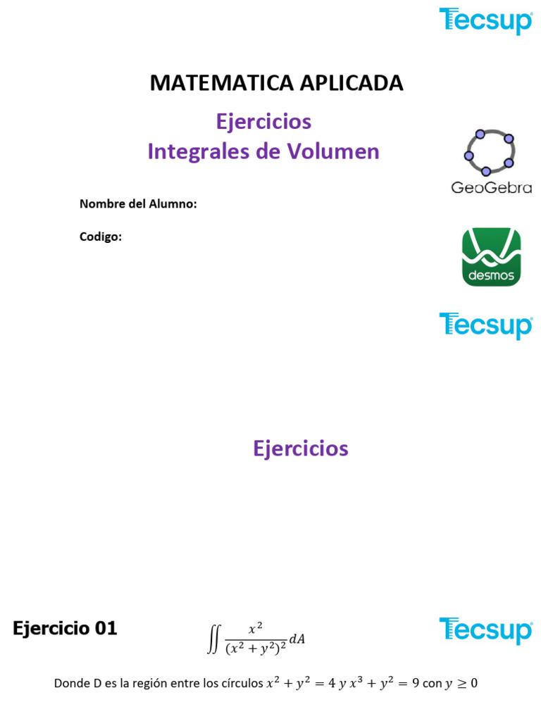 S11 01 Ejercicios Int de Volumen | PDF