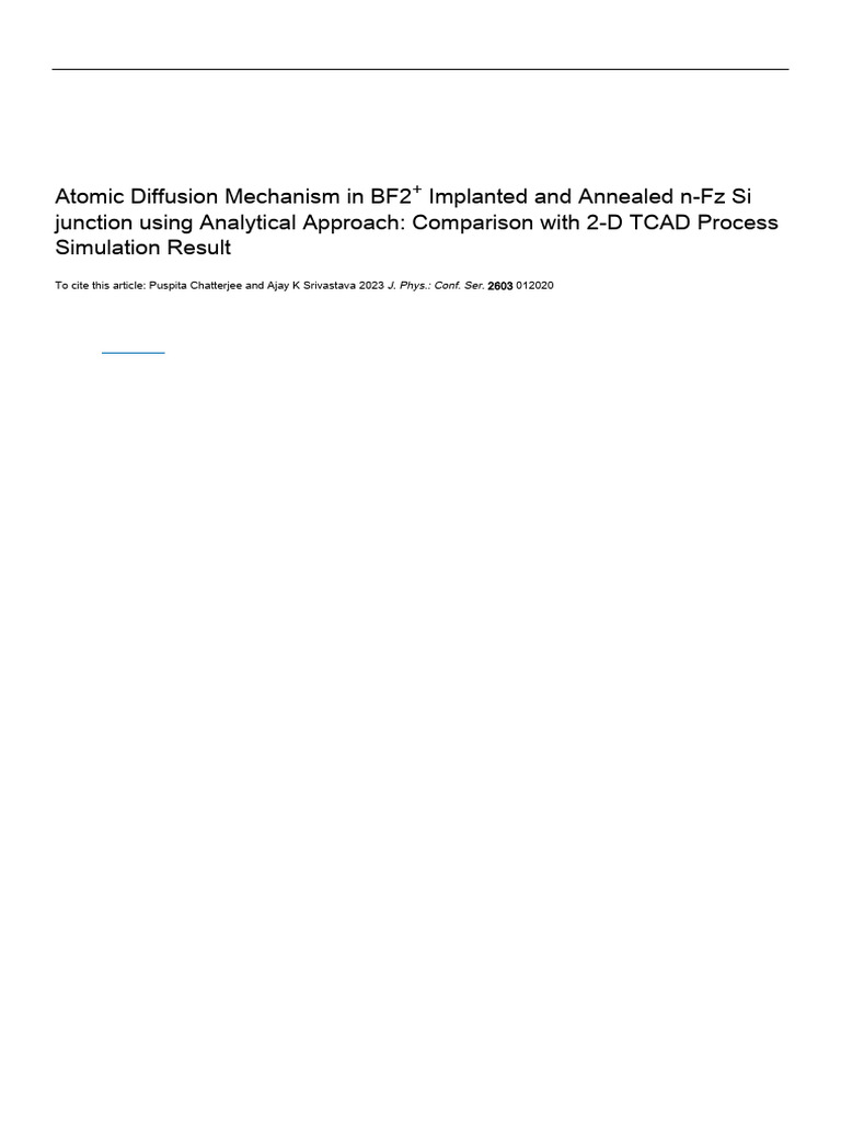 Atomic Diffusion Mechanism in BF2 Implanted and An | PDF | Ion ...