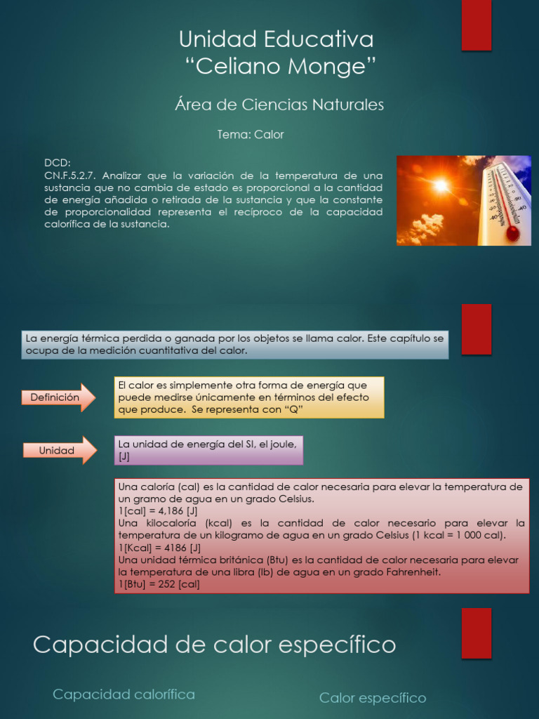 Medición del Calor y Capacidad Calorífica | PDF | Caloría | Calor