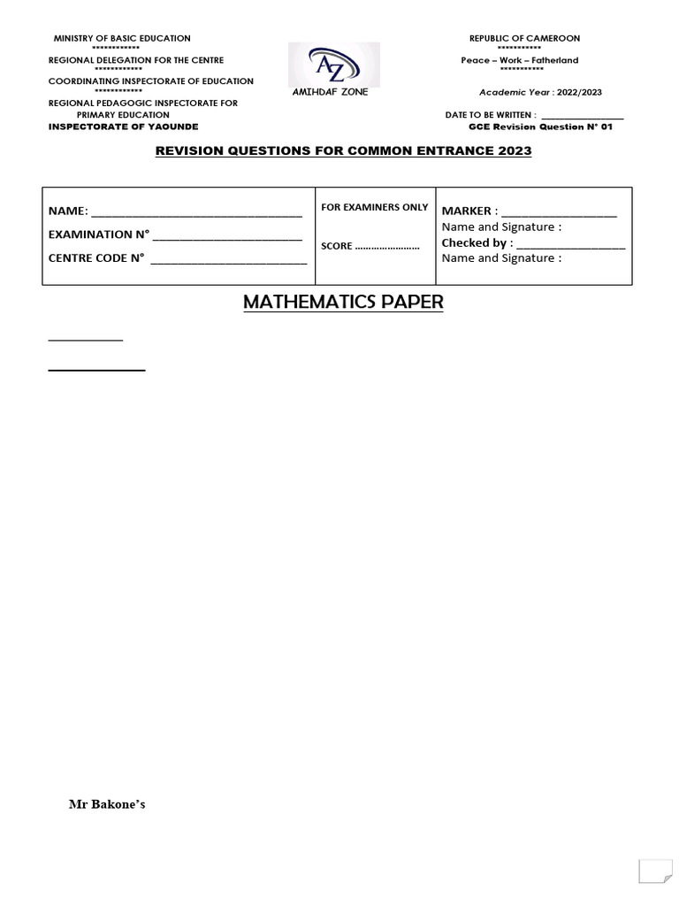 Mock Gce 2023 - Rev Quest #01 | PDF | Marriage