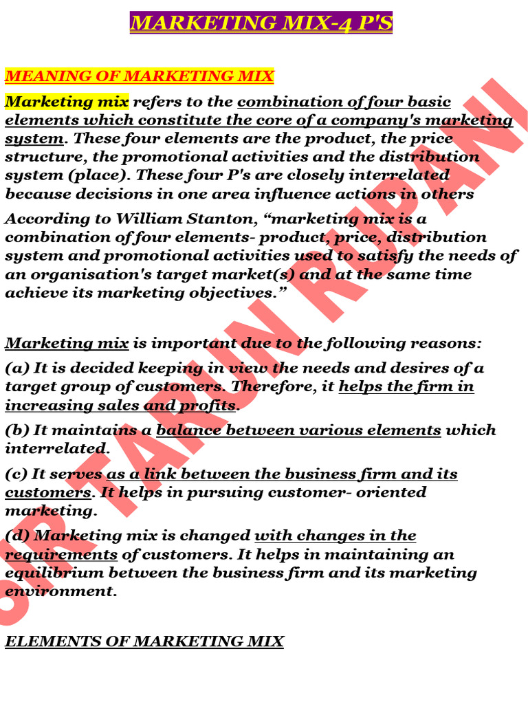 Understanding the Marketing Mix: 4 P's | PDF | Marketing | Pricing