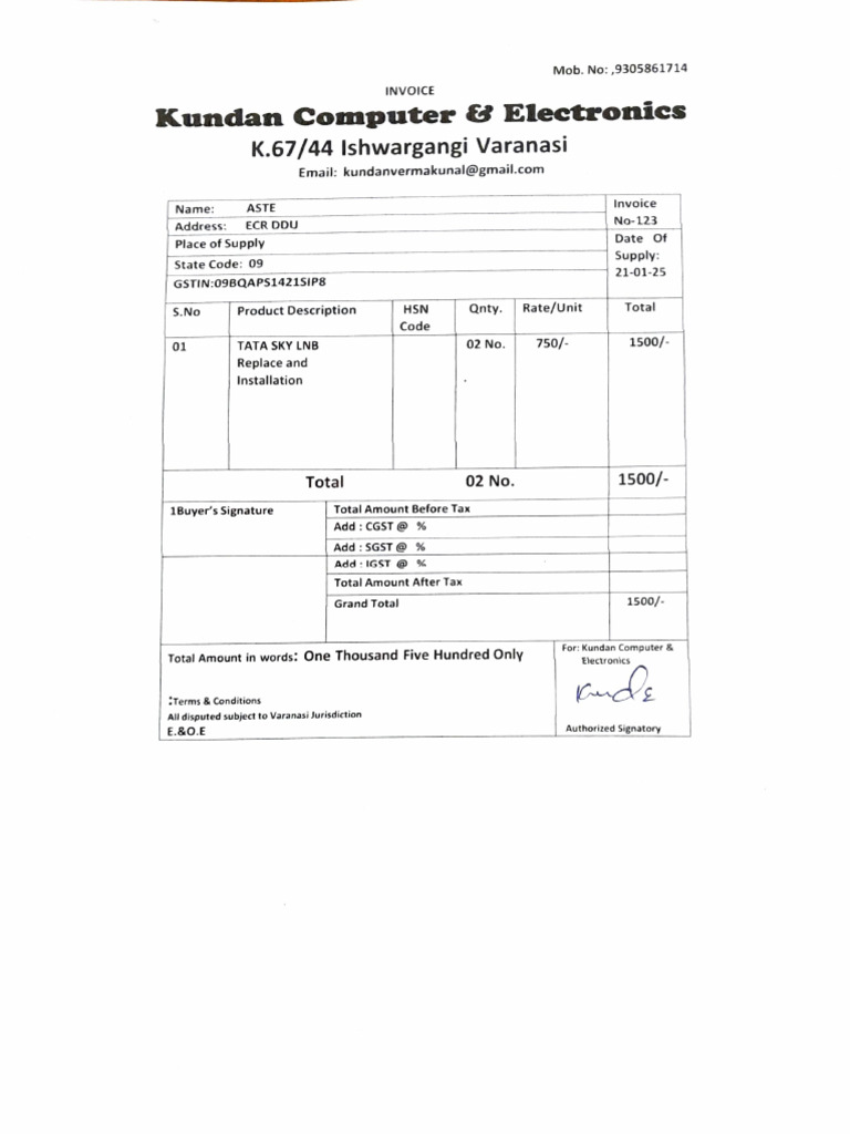 Kundan Computer & Electronics Invoices | PDF | Taxes | Government Finances