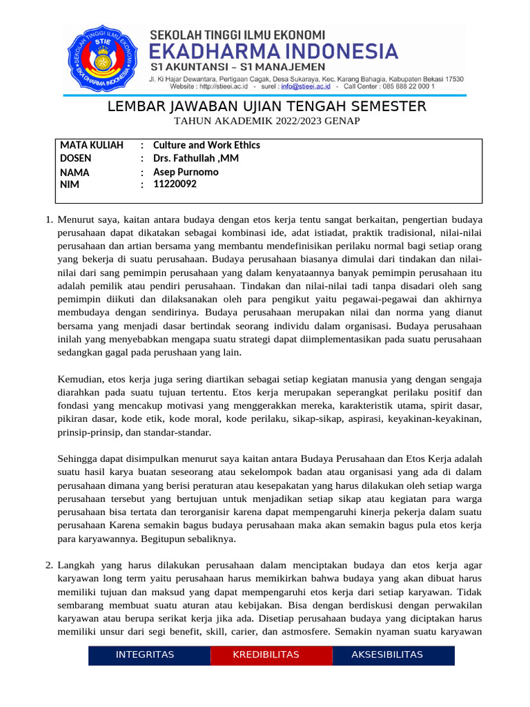 Lembar Jawaban Uts - Asep Purnomo | PDF