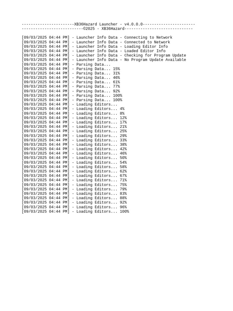 XB36Hazard Launcher - STARTUP LOG | PDF
