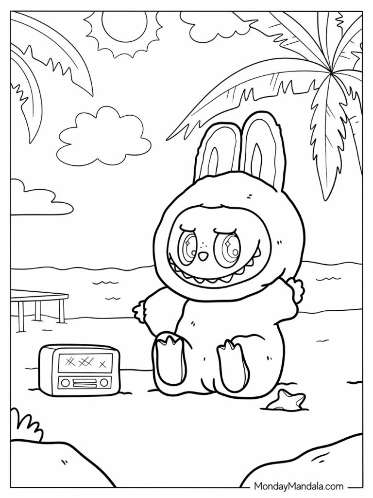 Zimomo Lounging at The Beach Coloring Sheet | PDF