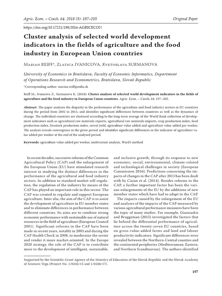 Cluster Analysis of EU Agriculture Performance | PDF | Agriculture