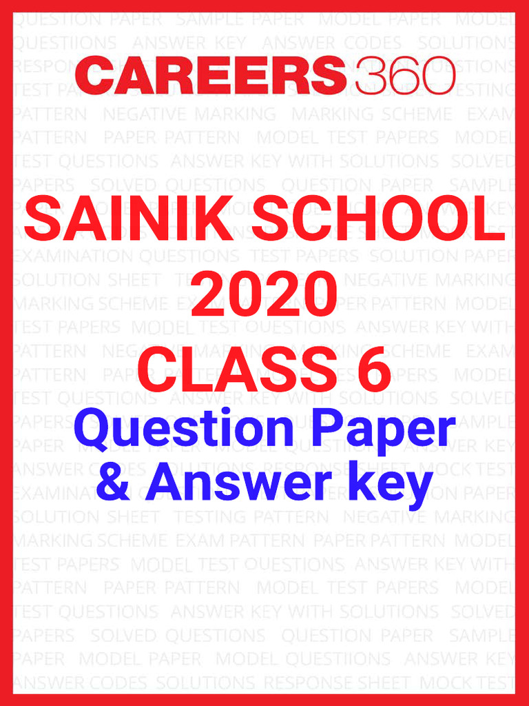 Sainik School Class 6 Question Paper 2020 - 1735465584831 | PDF
