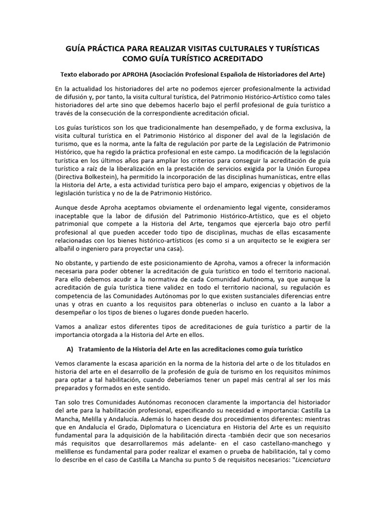Guía Práctica para Realizar Visitas Culturales y Turísticas Como Guía ...