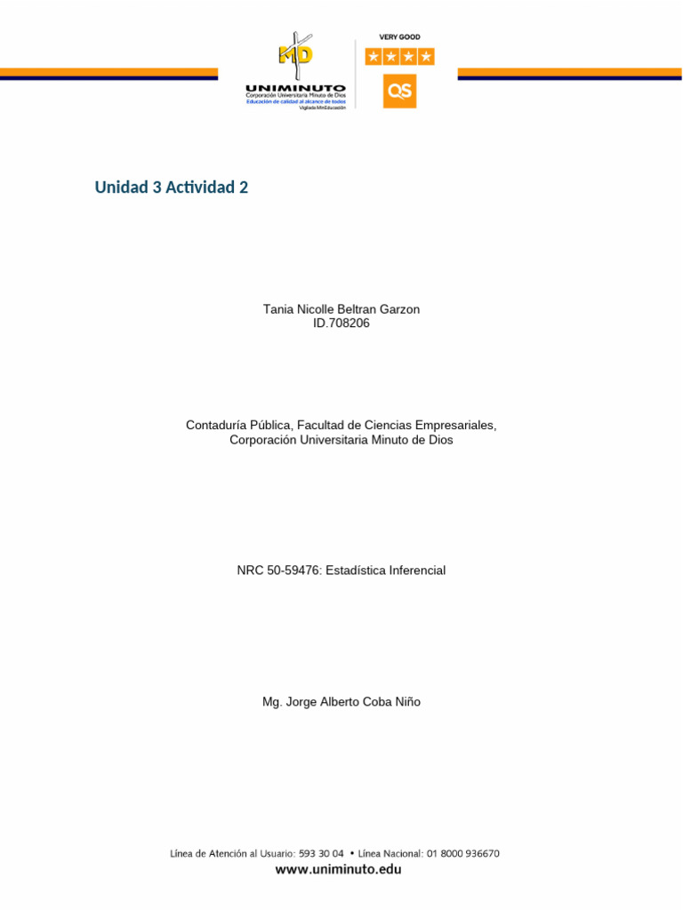 Unidad 3 Act 2 | PDF | Estadísticas