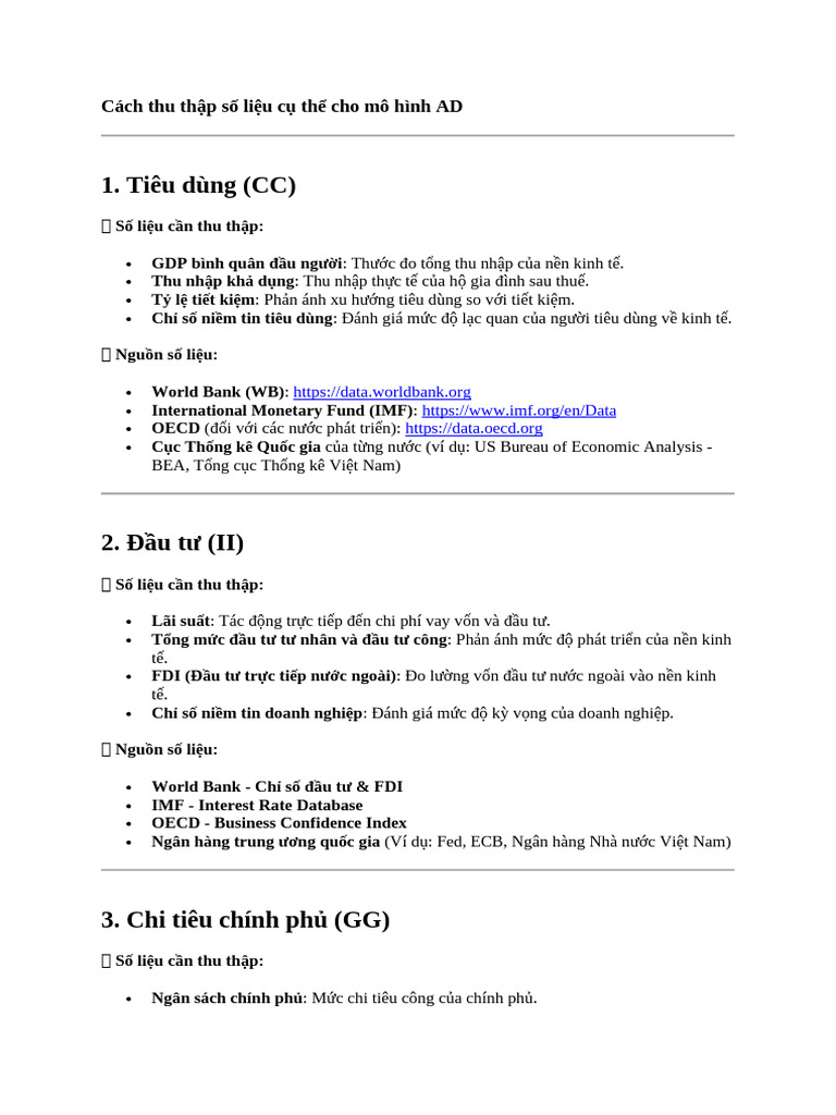 thu thập số liệu cụ thể cho mô hình AD | PDF