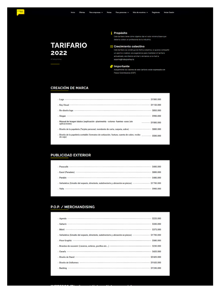 Tarifario | PDF