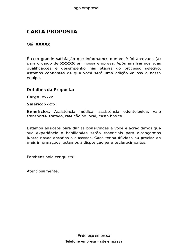 Carta Proposta Admissão | PDF