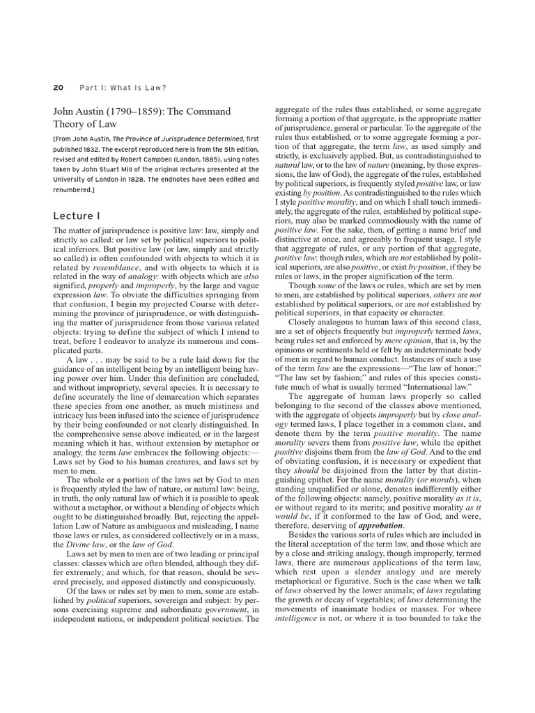 0506 John Austin, The Command Theory of Law | PDF | Jurisprudence ...