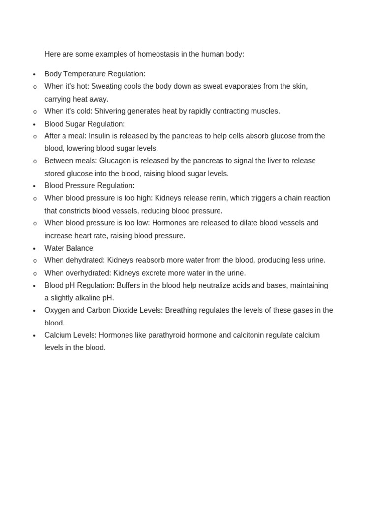 Here Are Some Examples of Homeostasis in The Human Body | PDF