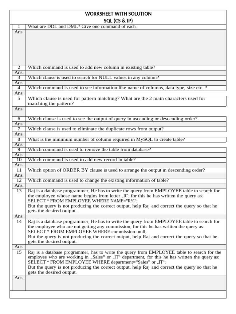 WORKSHEET SQL _13.12.24 (2) | PDF | Table (Database) | Data Model