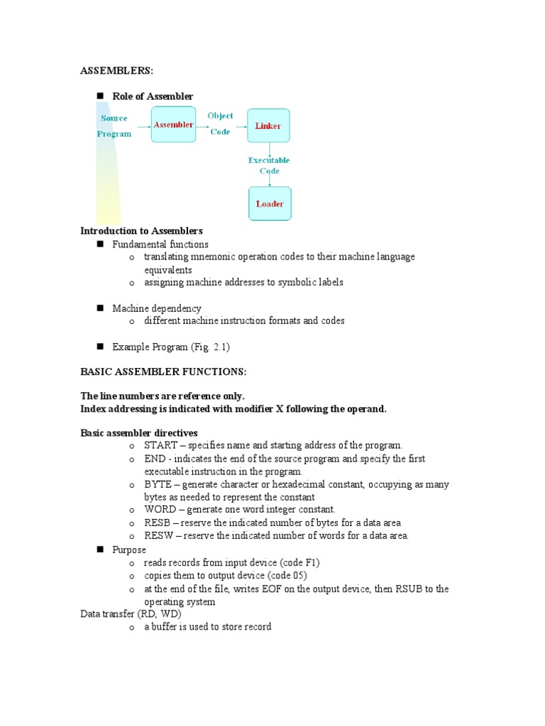 Assemblers Role Of Assembler Pdf Assembly Language Subroutine