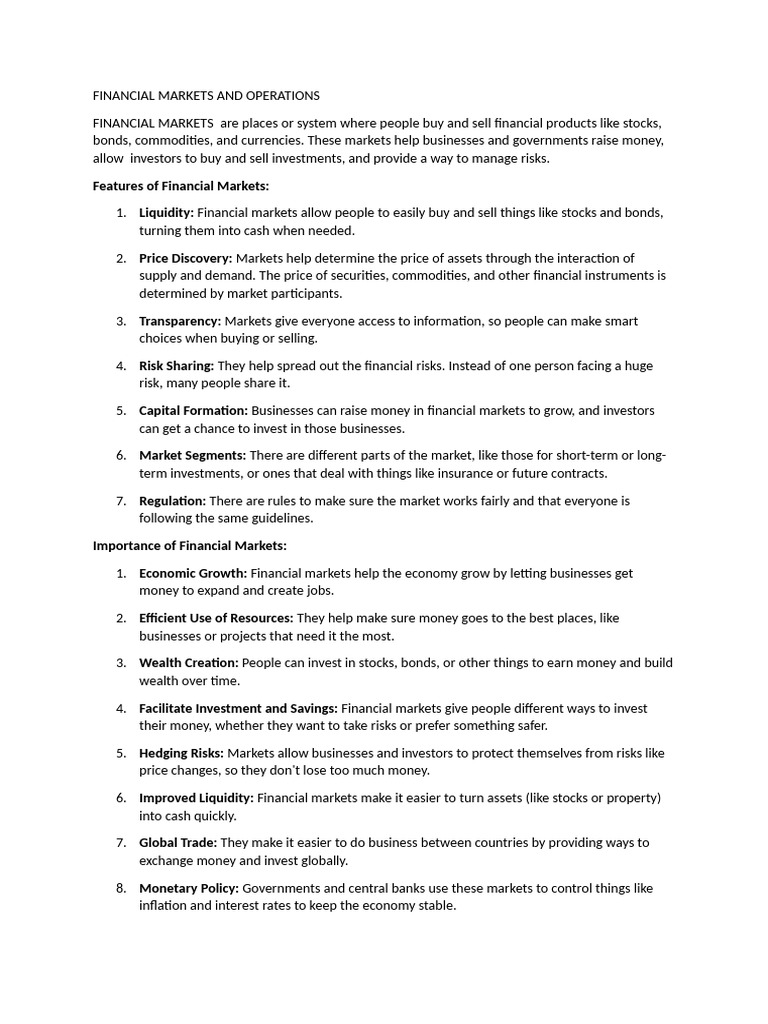 Overview of Financial Markets | PDF | Financial Markets | Money Market