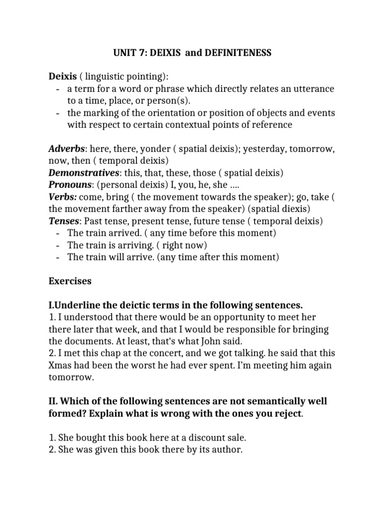 Understanding Deixis in Language | PDF